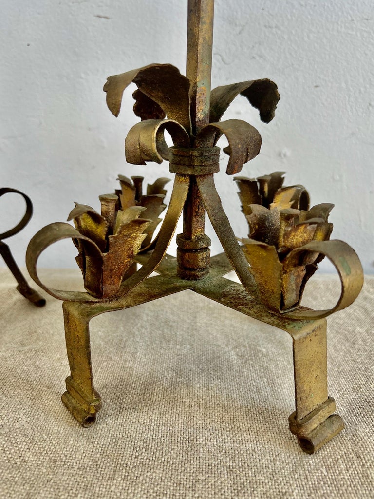 Pair of 19th C.Spanish Wrought Iron Candlesticks For Sale at 1stDibs