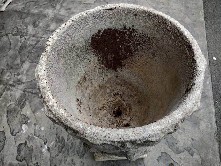 Pair of 19thC Cast Stone and Shell with Bas Relief Tall Jardineres ...