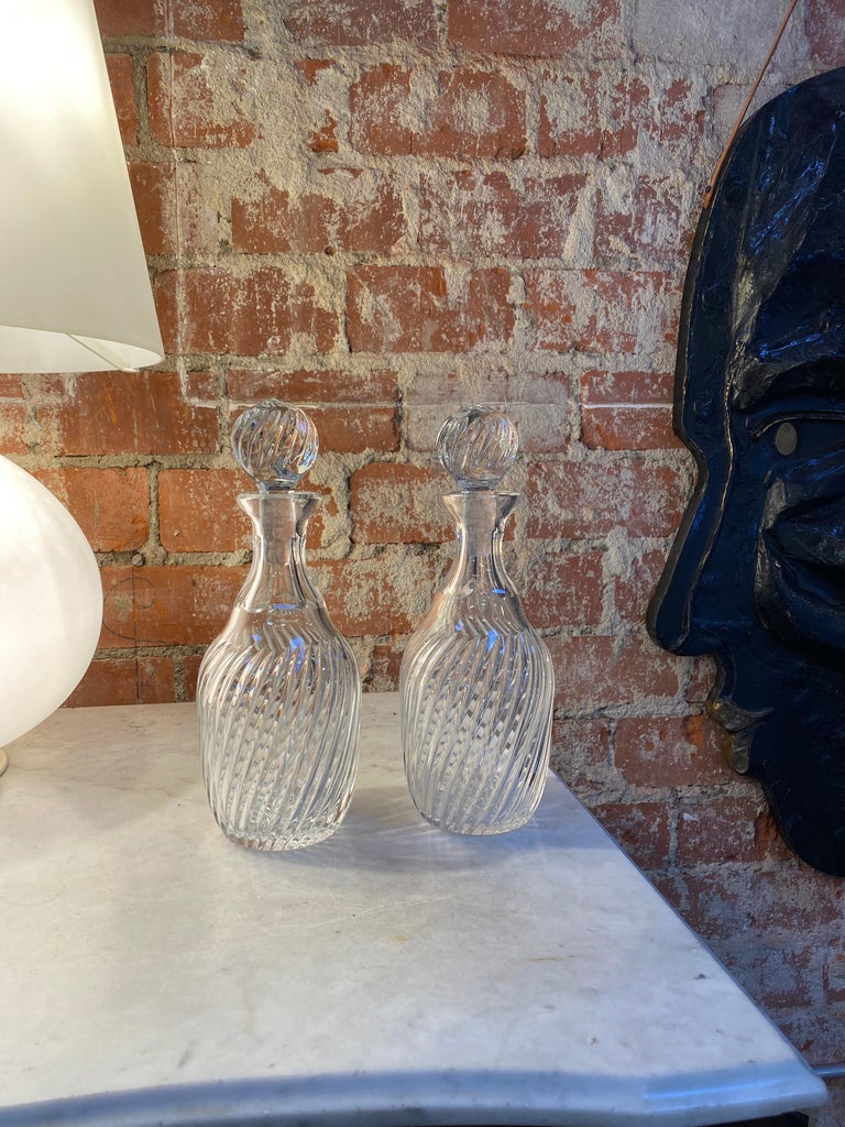 Pair of 2 Italian Crystal Bottle 1950s For Sale at 1stDibs