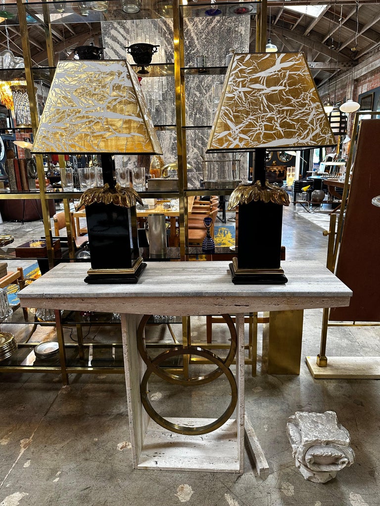 Pair of 2 Unique Art Deco Italian Table Lamps, 1980s For Sale at 1stDibs