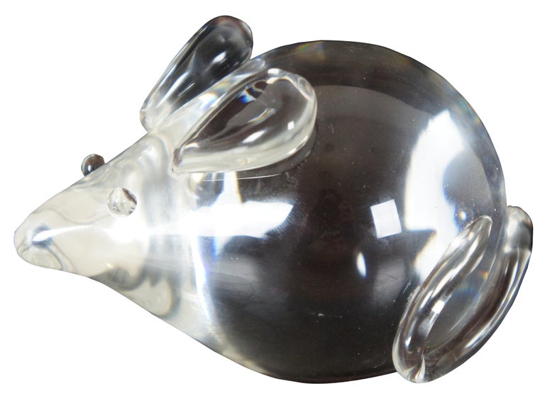 Pair of 2 Vintage Steuben Glass Crystal Mice Mouse Figurines ...