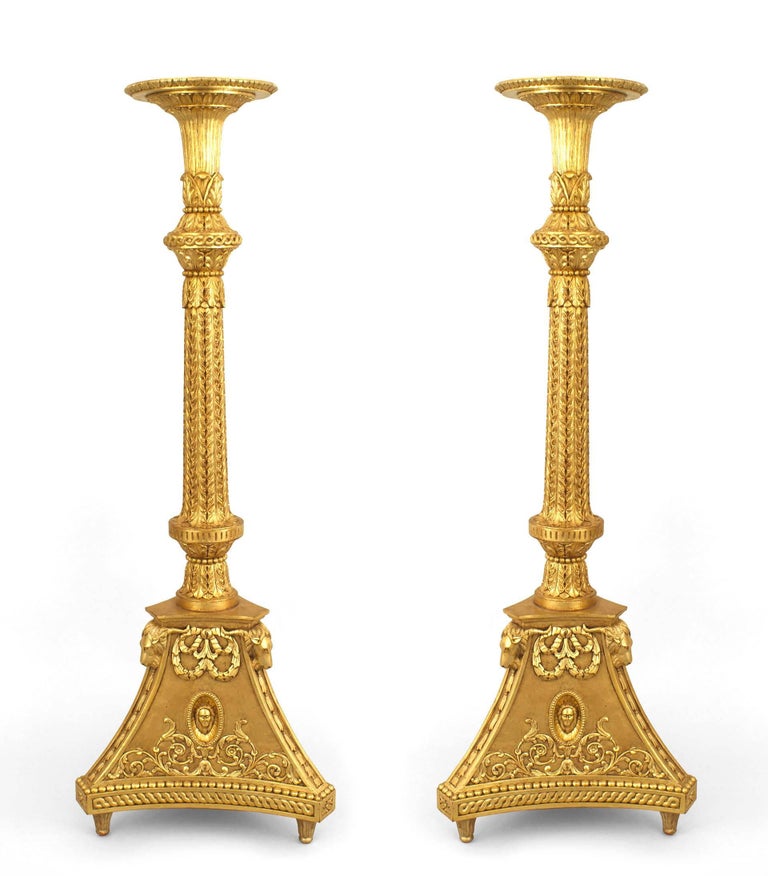 Pair of English Adam Gilt Wood Pedestals For Sale at 1stDibs