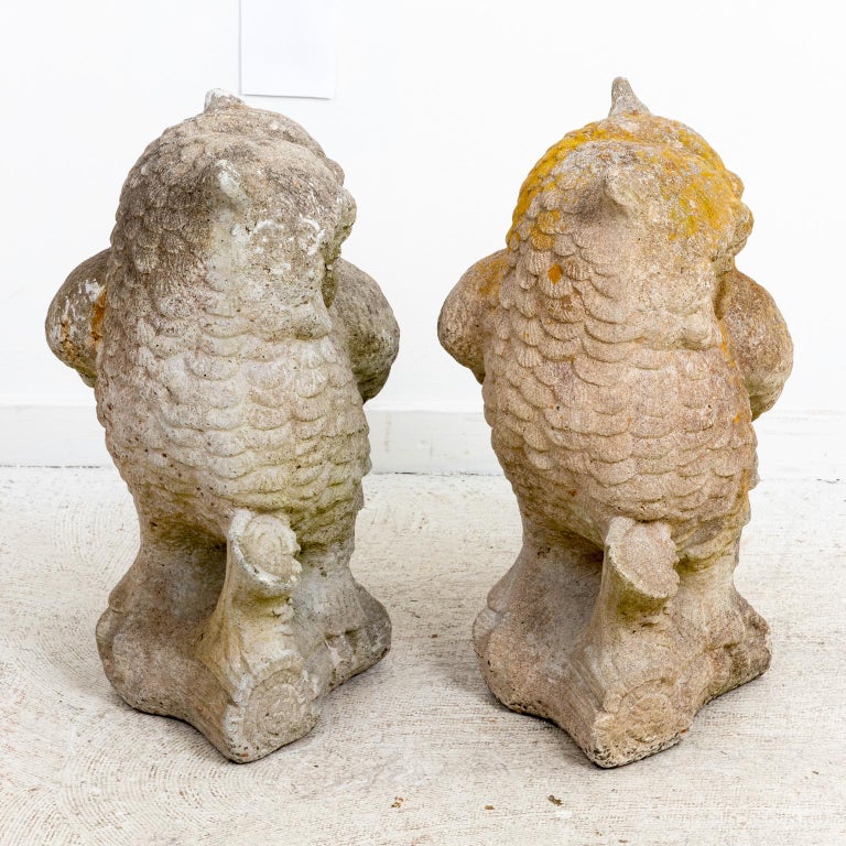 Pair of 20th Century Cast Stone Owls For Sale at 1stDibs | stone owls ...