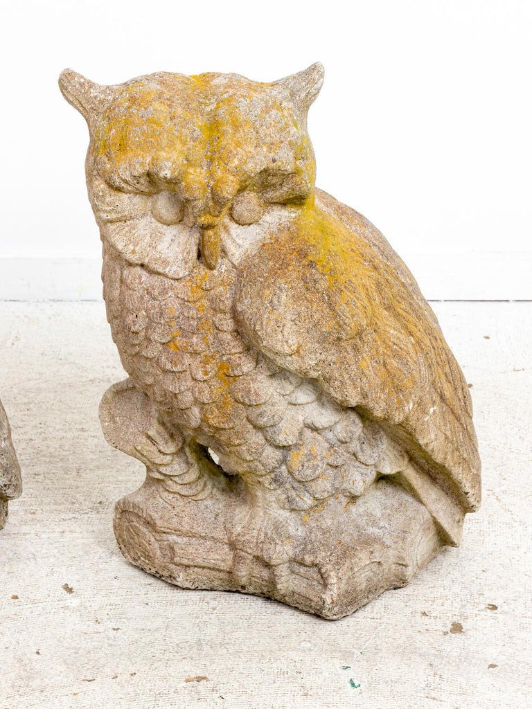 Pair of 20th Century Cast Stone Owls For Sale at 1stDibs | stone owls ...