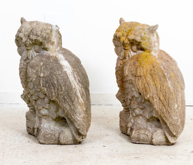 Pair of 20th Century Cast Stone Owls For Sale at 1stDibs | stone owls ...