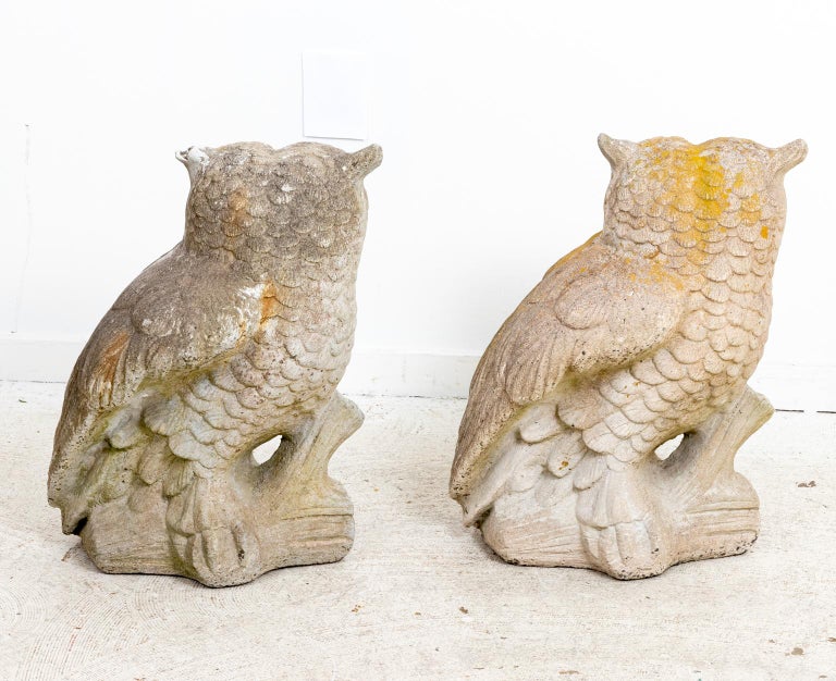 Pair of 20th Century Cast Stone Owls For Sale at 1stDibs | stone owls ...