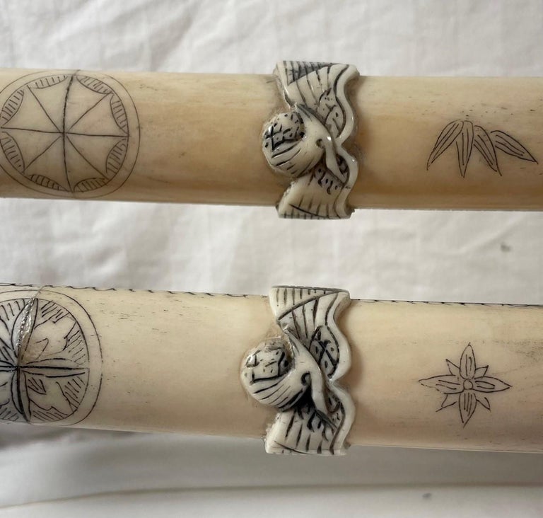 Pair of 20th Century Chinese Incised Bone Samurai Style Swords For Sale ...
