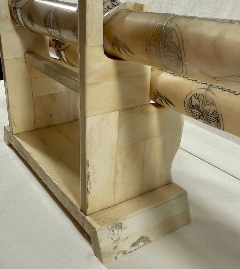 Pair of 20th Century Chinese Incised Bone Samurai Style Swords For Sale ...