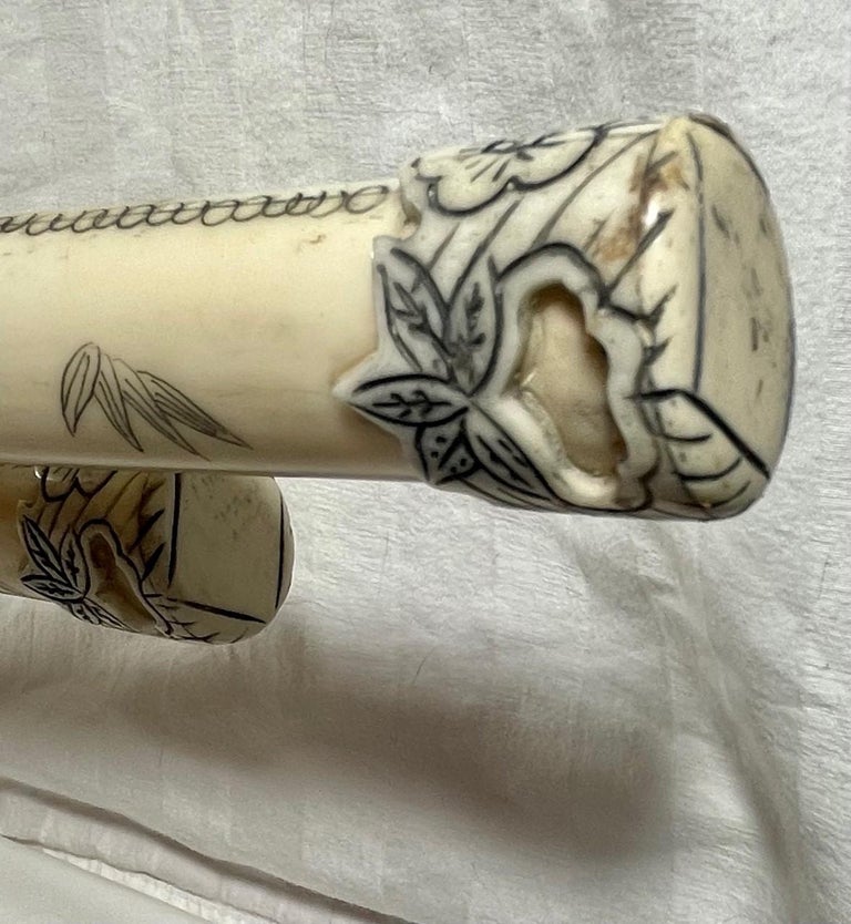 Pair of 20th Century Chinese Incised Bone Samurai Style Swords For Sale ...