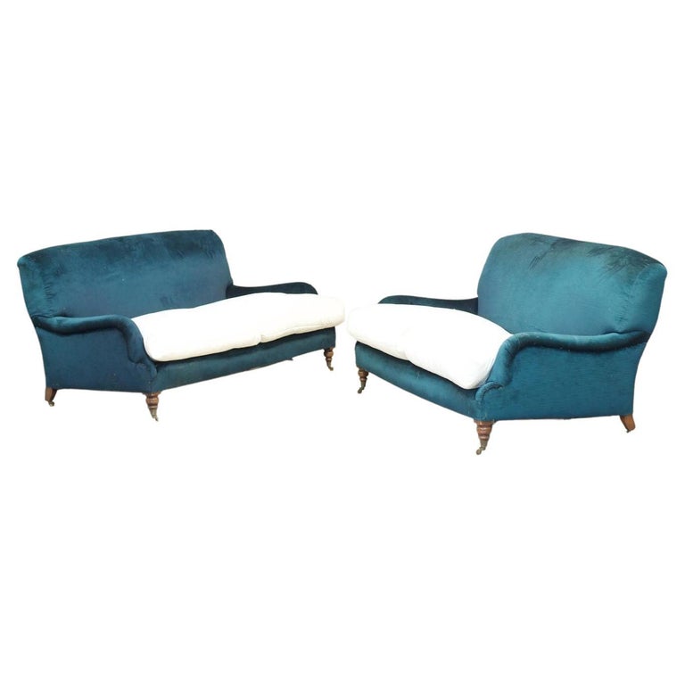 Pair of 20th Century Howard and Sons Style Sofas For Sale at 1stDibs