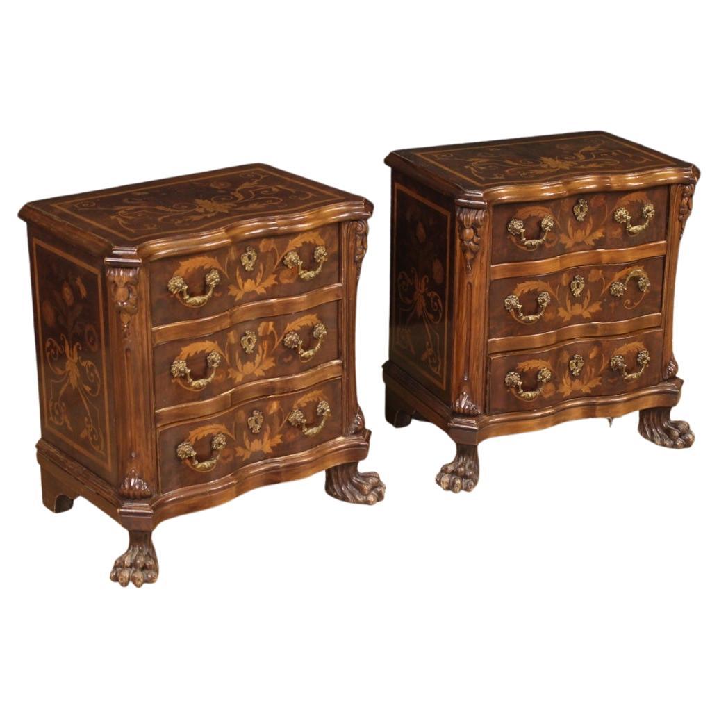 20th Century Pair of Original Italian Night Stands with Green Glass ...