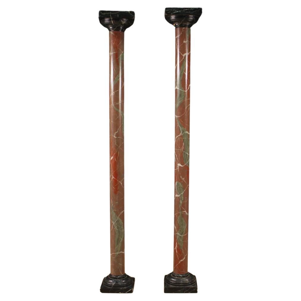 Pair of 20th Century Lacquered Faux Marble Wood and Plastic French ...