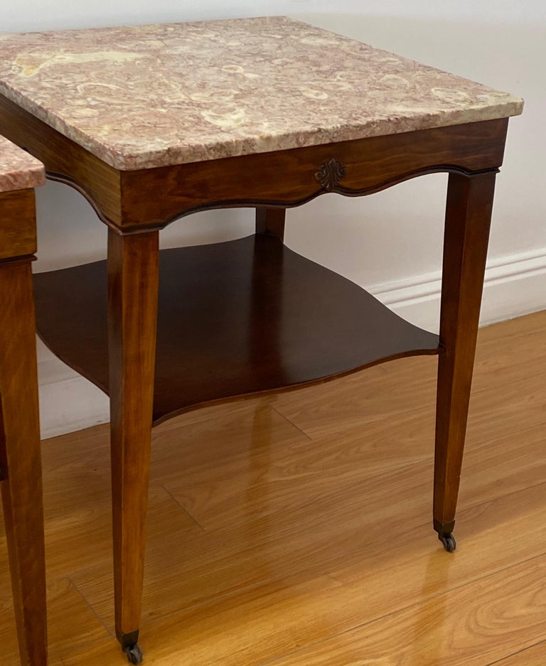 Pair of 20th Century Marble Top Side Tables at 1stDibs