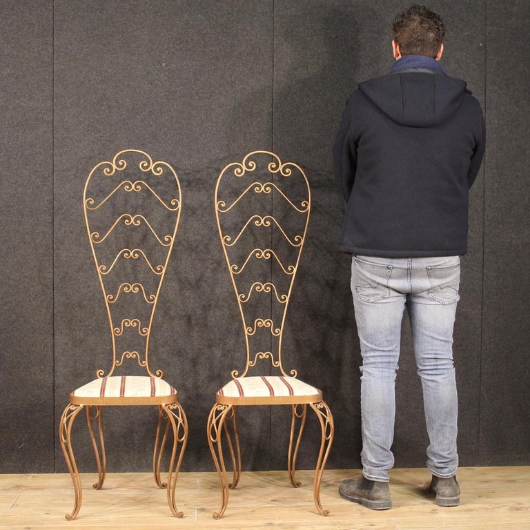 Pair of 20th Century Metal and Fabric Italian Pier Luigi Colli Chairs ...