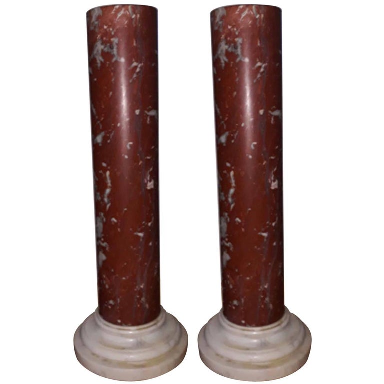Pair of 20th Century Neoclassical France Red Marble Columns, Italy ...