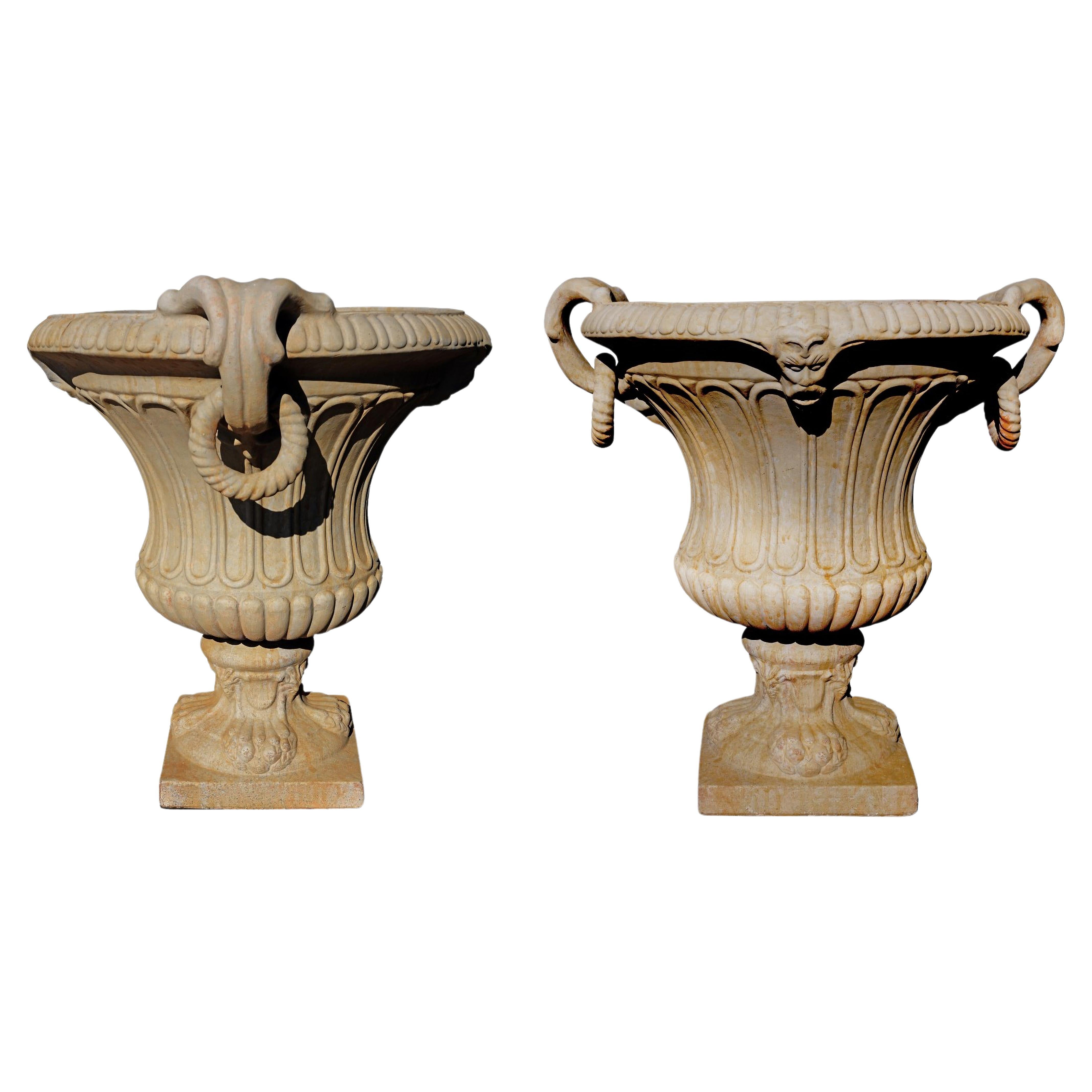 PAIR OF 20th Century NEOCLASSICAL TERRACOTTA VASES WITH PODDED CHALICE ...