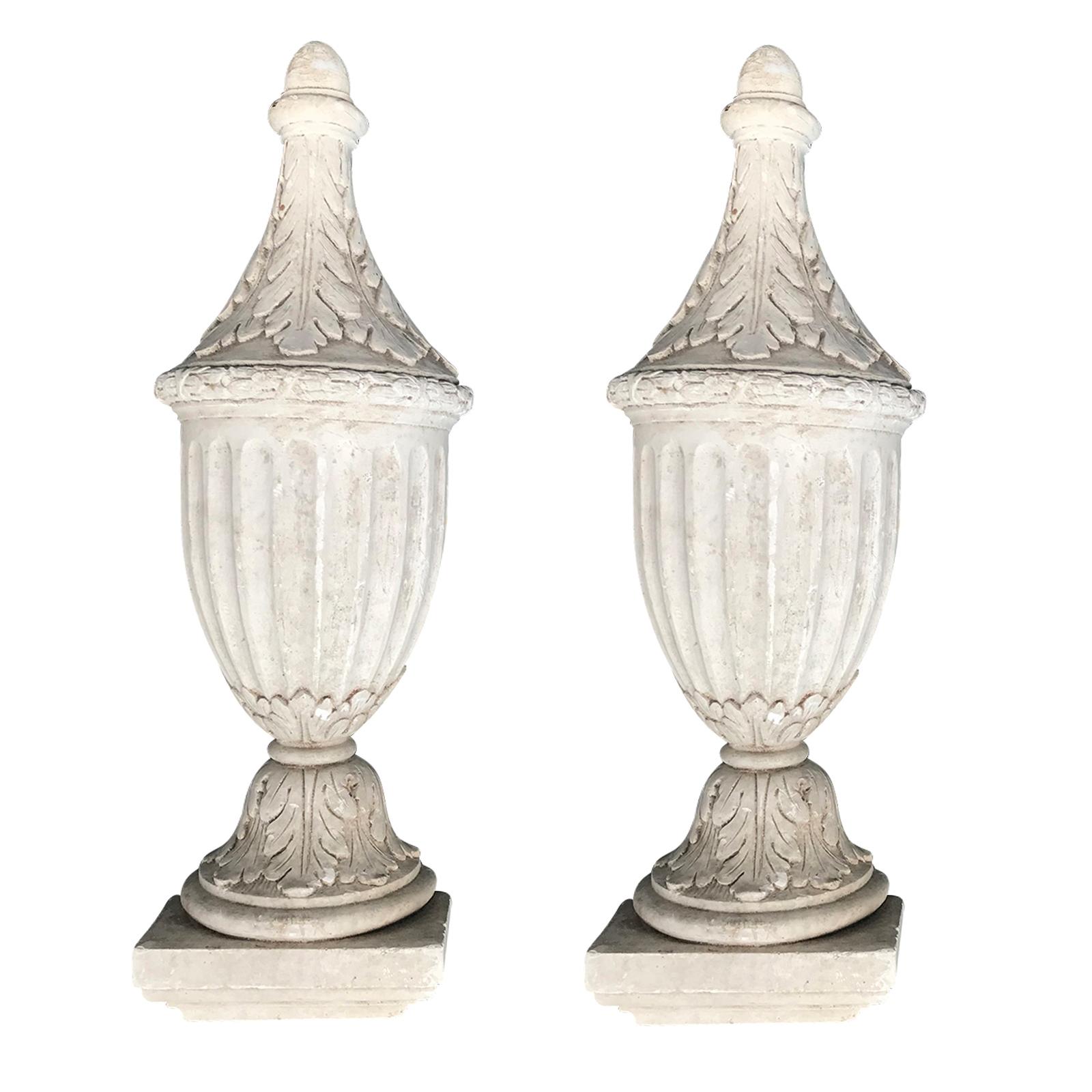 Regency Pair of Neoclassical Plaster Urns For Sale at 1stDibs