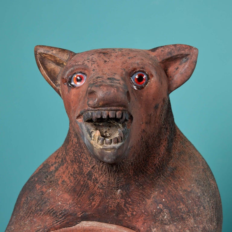 Pair of 20th Century Terracotta Brown Bear Statues For Sale at 1stDibs