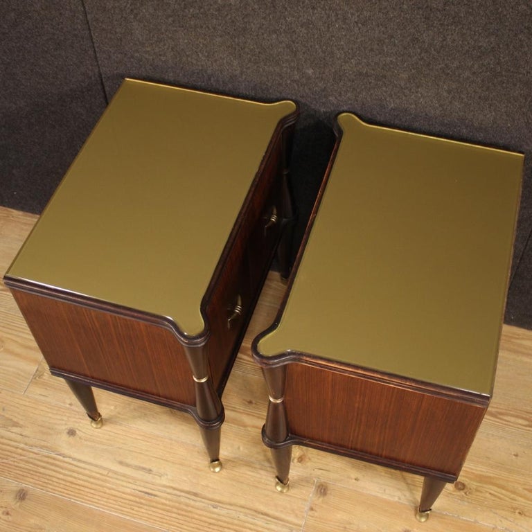 Pair of 20th Century Walnut Beech and Fruitwood Italian Design Bedside ...