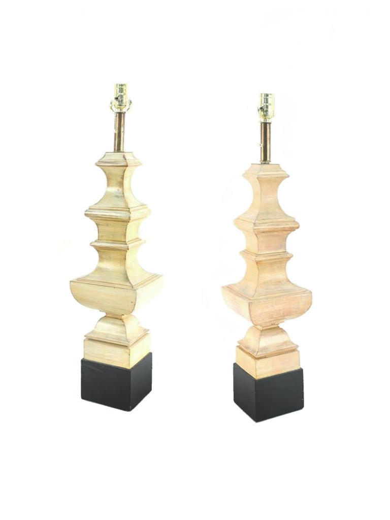 Pair of 20th Century Wood Chess Piece Column Table Lamps For Sale at ...