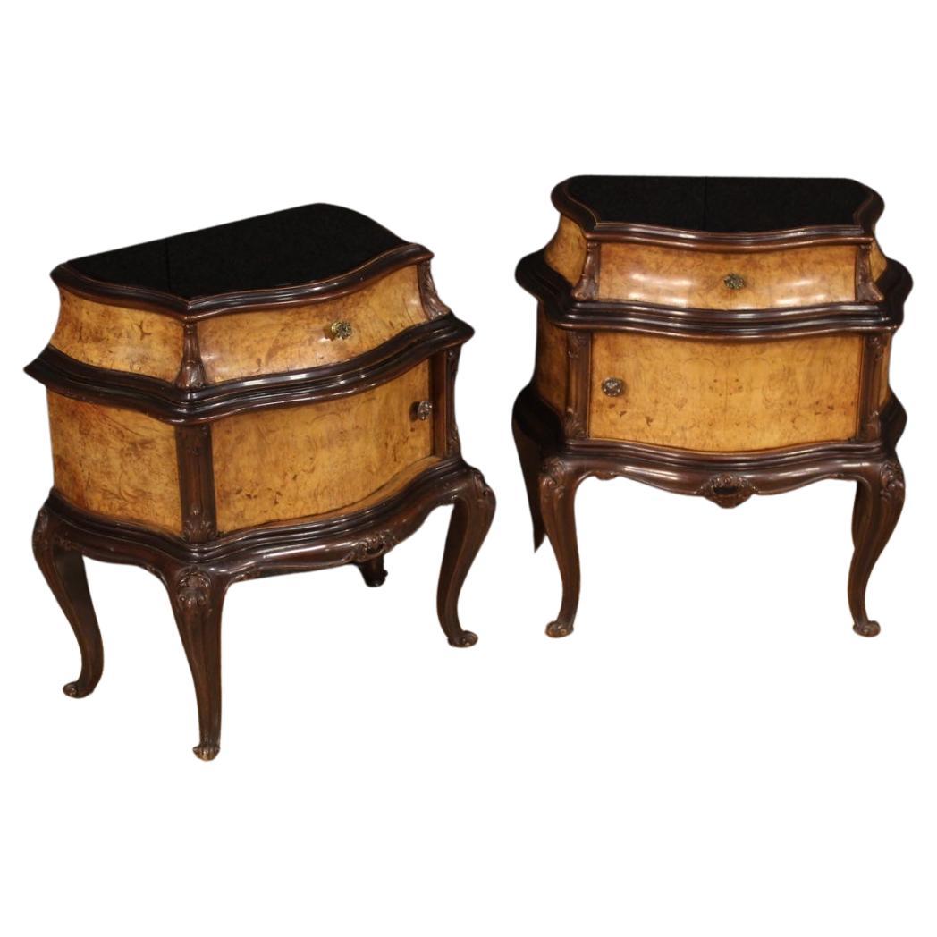 20th Century Inlaid Wood Italian Bedside Table, 1960 at 1stDibs