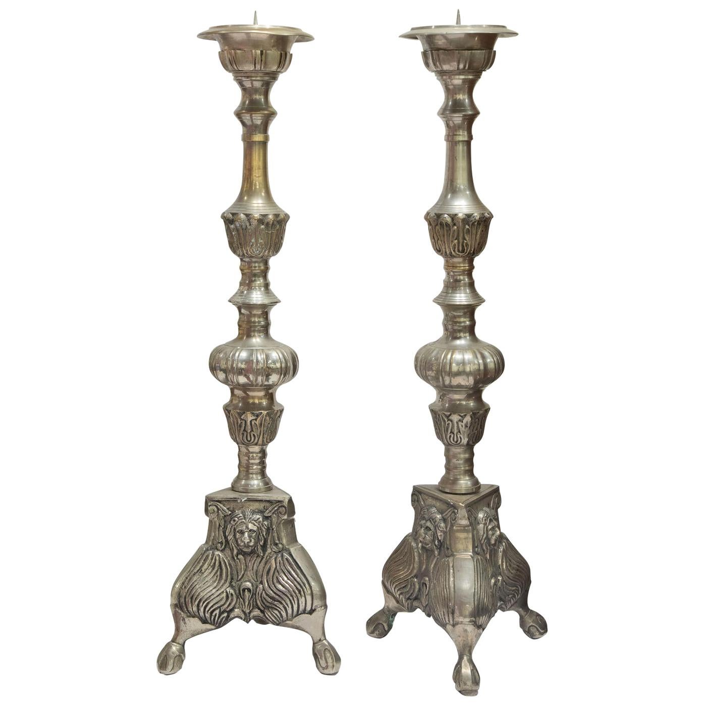 Pair of 20th Century Pricket Candlesticks, circa 1920 at 1stDibs