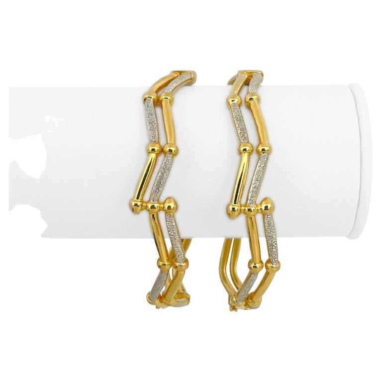 Pair of 22 Karat Yellow and White Gold Fancy Bangle Bracelets For Sale ...