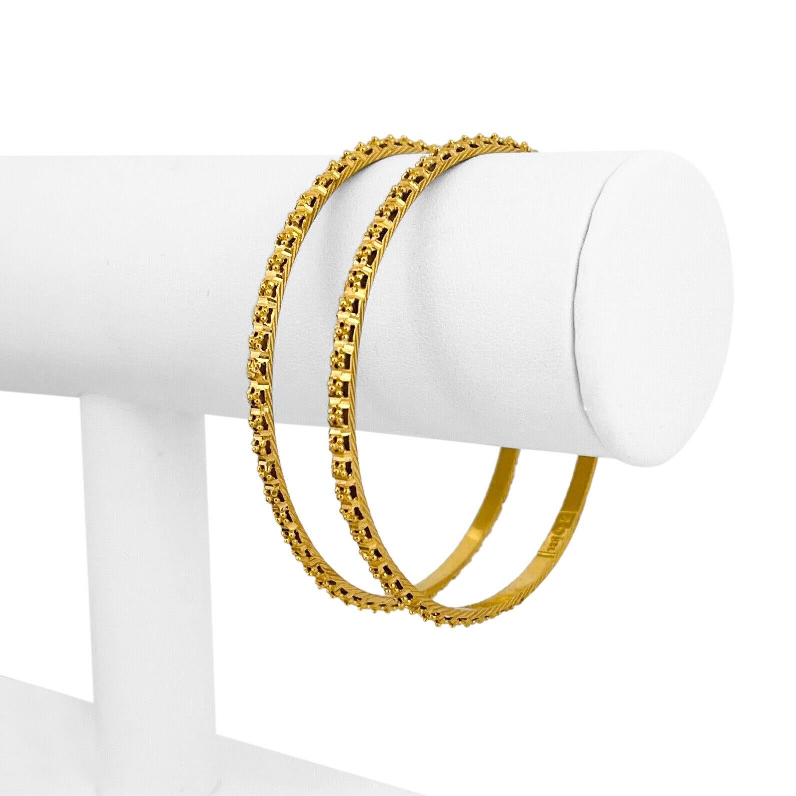 Set of Four 24 Karat Pure Yellow Gold Solid Heavy Bangle Bracelets For ...