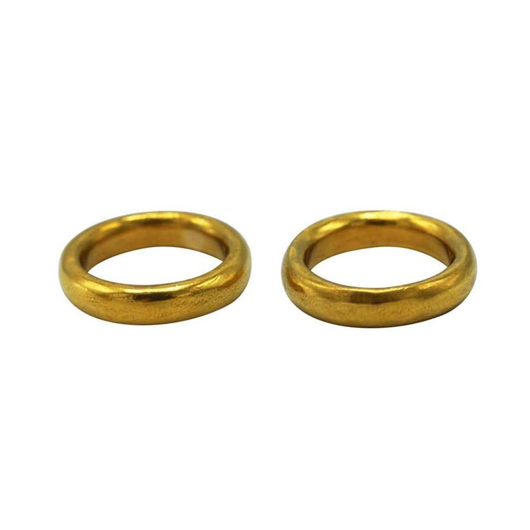 Pair of 24 Carat Gold Handmade Band Rings by Rosaria Varra at 1stDibs