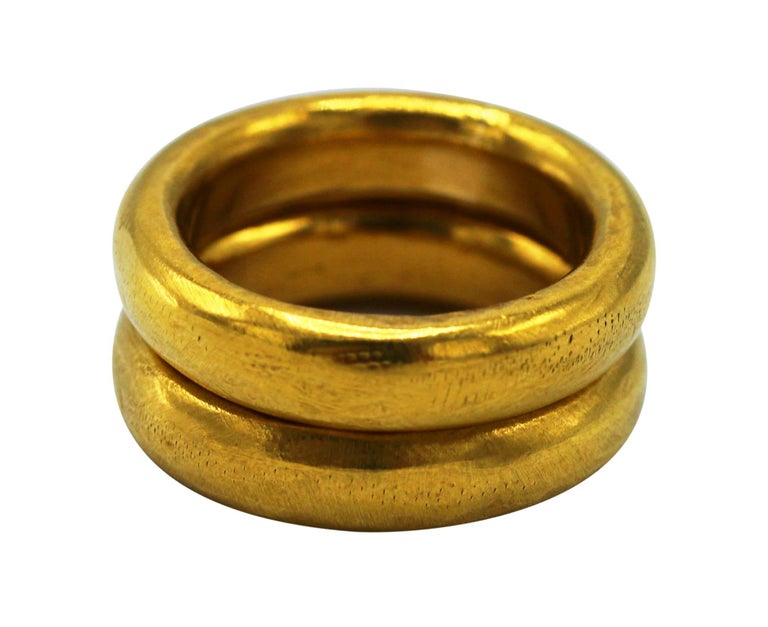 Pair of 24 Carat Gold Handmade Band Rings by Rosaria Varra at 1stDibs