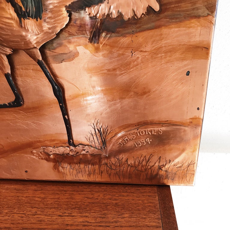 Pair of 3d Copper Art Waterbird Works by Outsider Australian Artist J.H ...