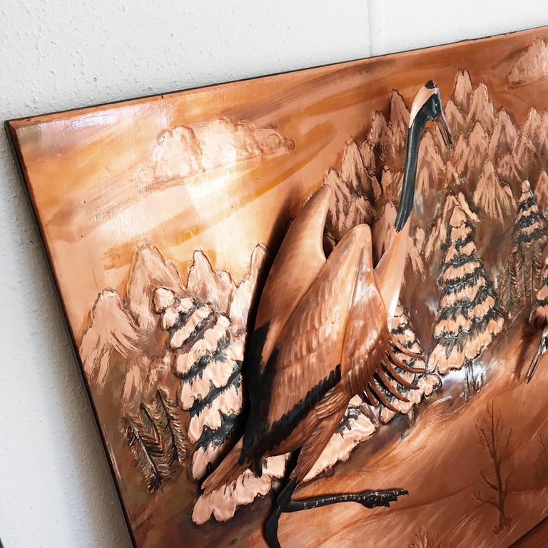 Pair of 3d Copper Art Waterbird Works by Outsider Australian Artist J.H ...