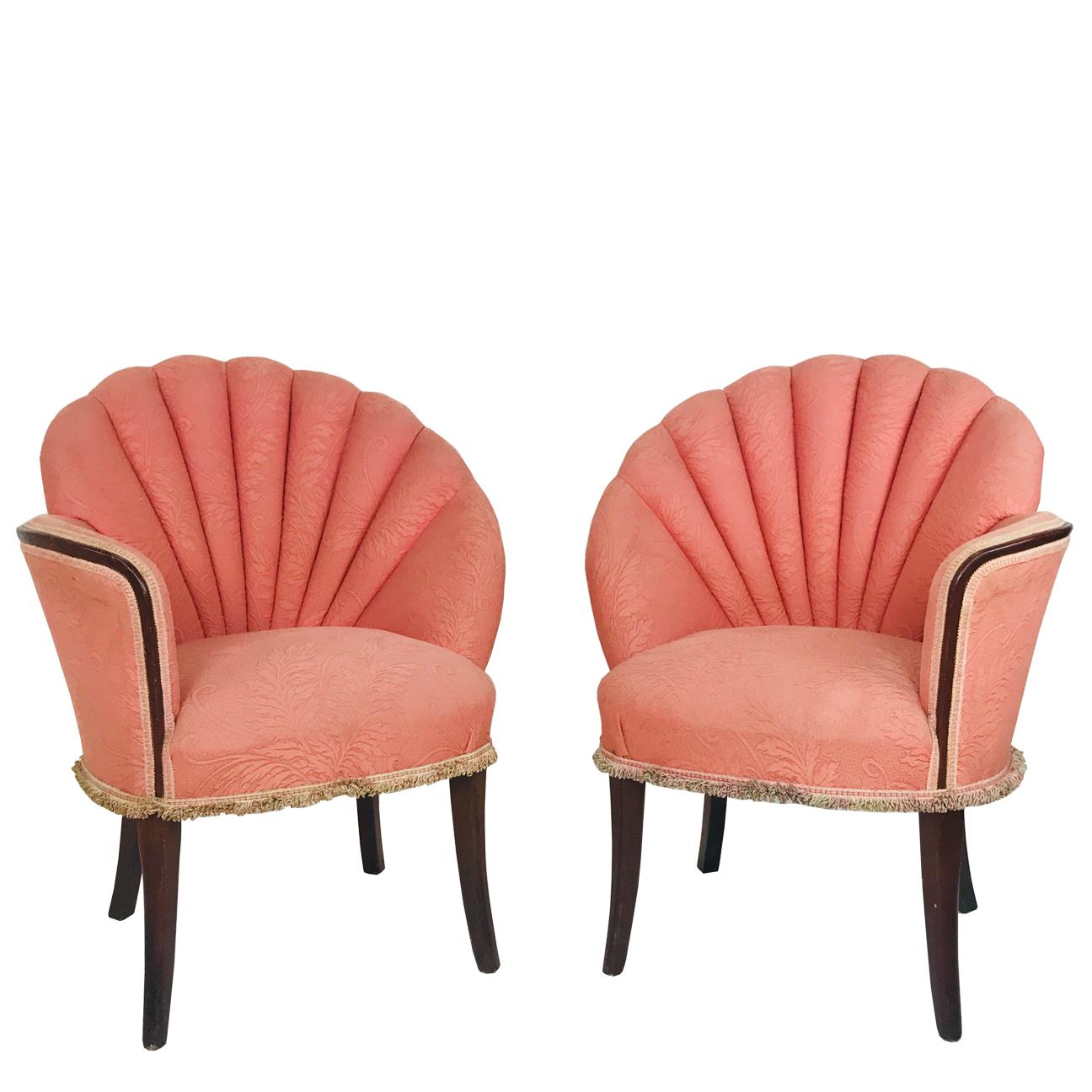 Pair of 40's Deco Opposing Channel Back Chairs at 1stDibs