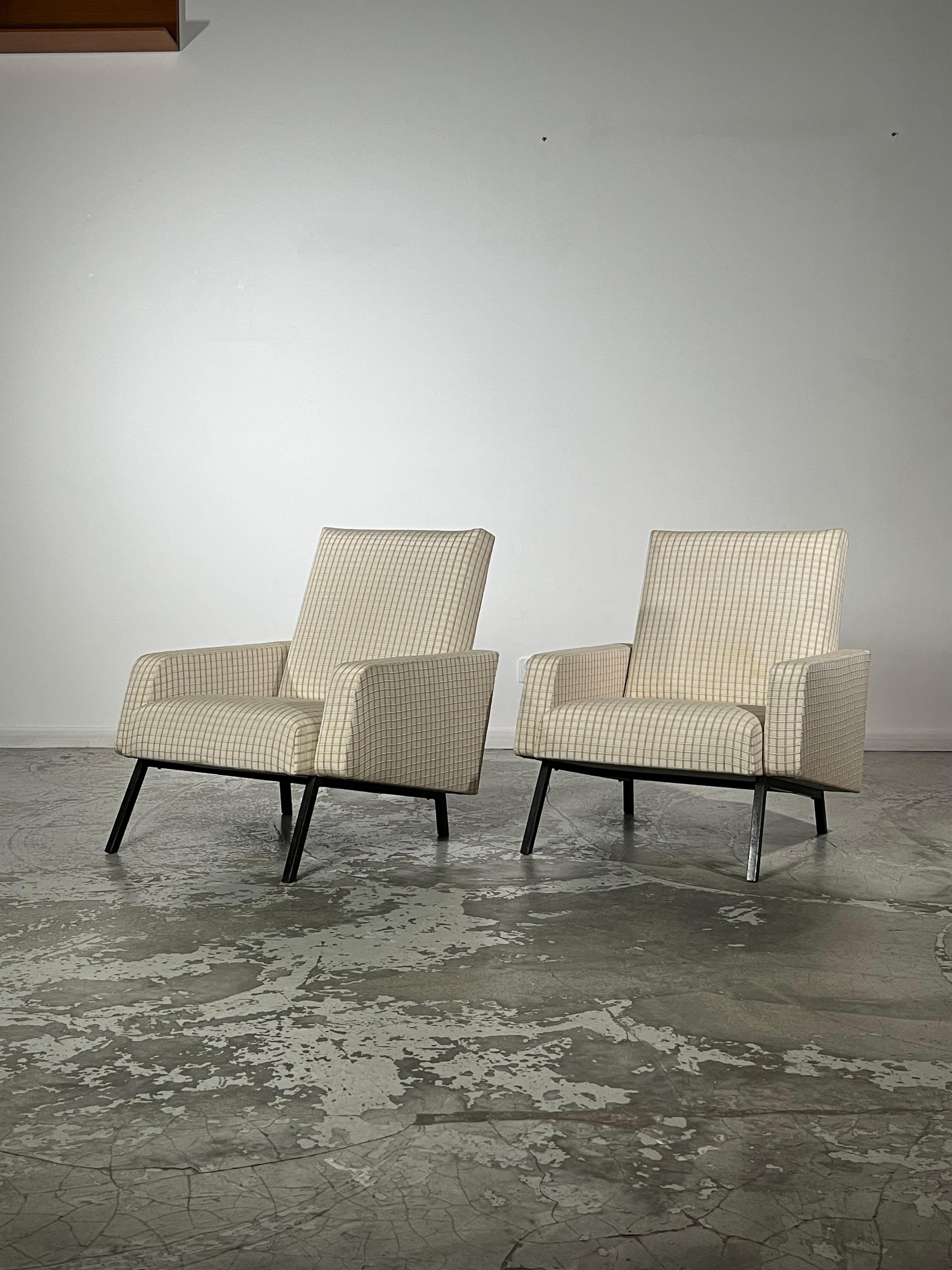 Pair of 1950s Checkered Armchairs at 1stDibs