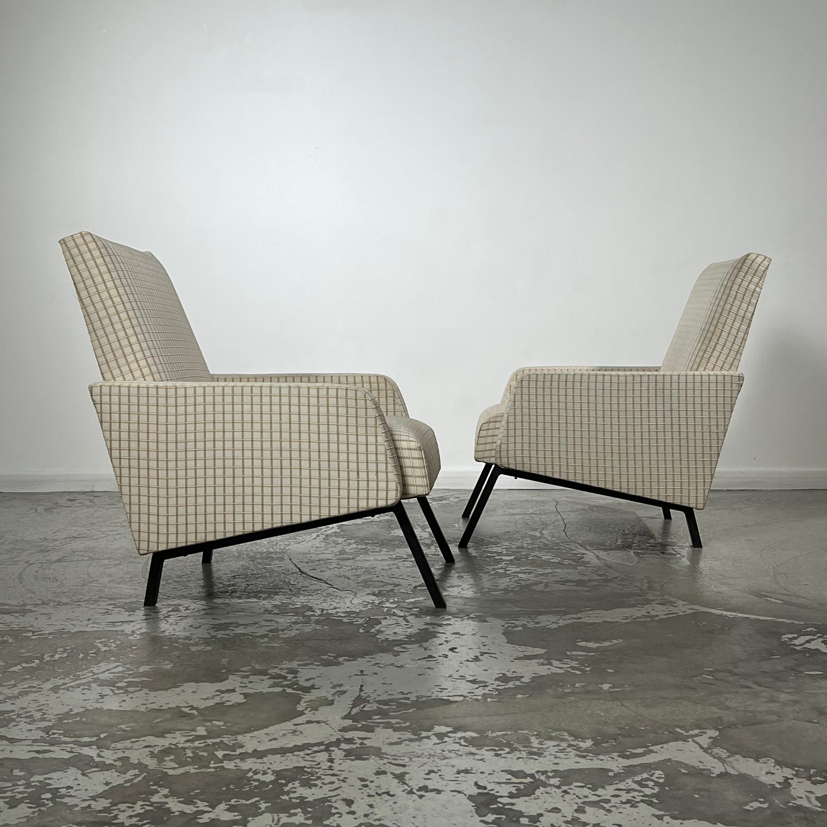 Pair of 1950s Checkered Armchairs at 1stDibs