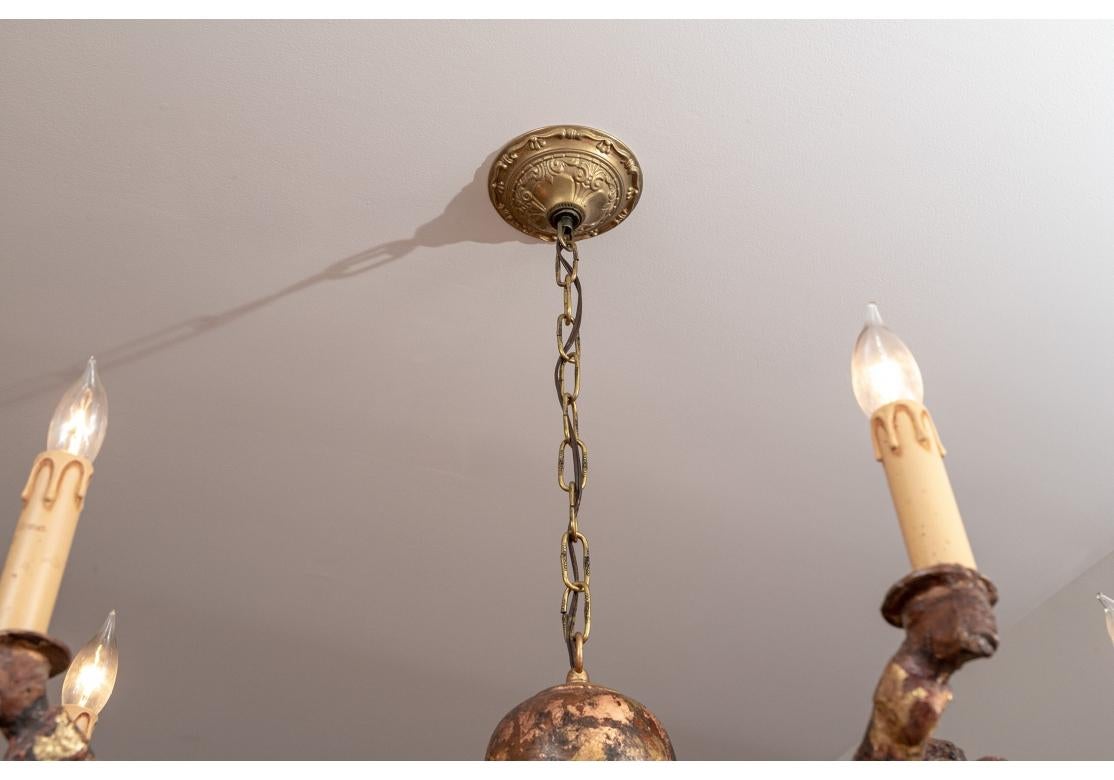 Pair of 6 Light Monkey Form Chandeliers in the Manner of Bill Huebbe ...