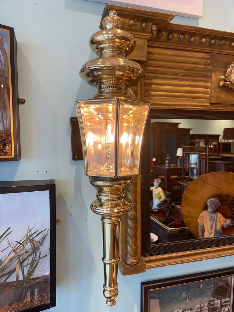 Pair of 6 Sided Beveled Glass Coach Lamps Late 19th Century For Sale at ...