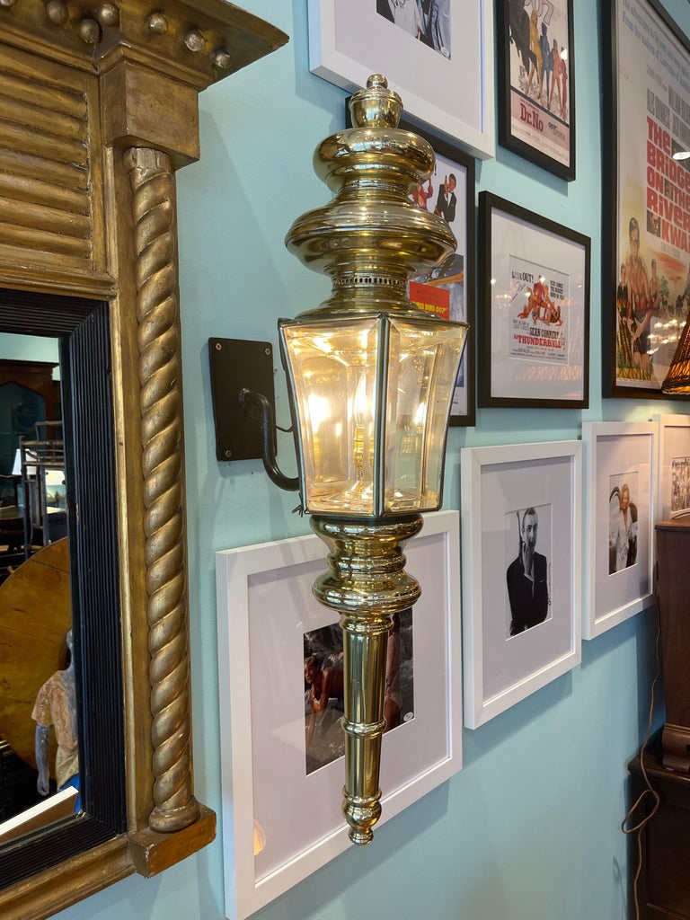 Pair of 6 Sided Beveled Glass Coach Lamps Late 19th Century For Sale at ...