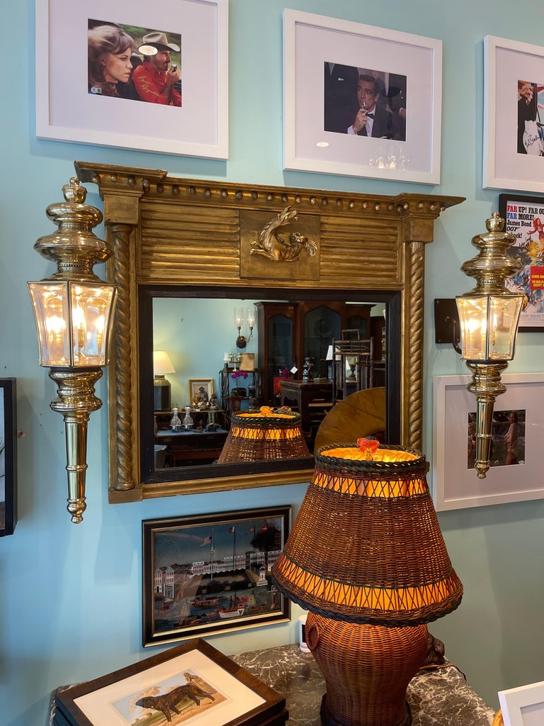 Pair of 6 Sided Beveled Glass Coach Lamps Late 19th Century For Sale at ...