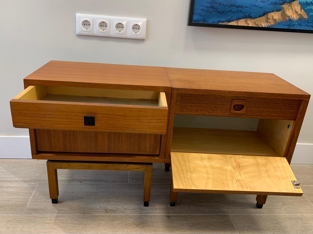 Pair of 60s Belgian Wood End Tables, Side Tables, Scandinavian Style ...