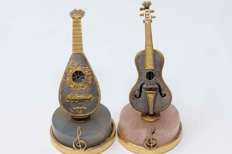 Pair of 800 Silver Miniatures Musical Instruments For Sale at 1stDibs