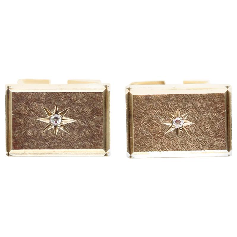 Art Deco 18 Kt Yellow Gold, Platinum, Diamond Cufflink and Button Dress ...