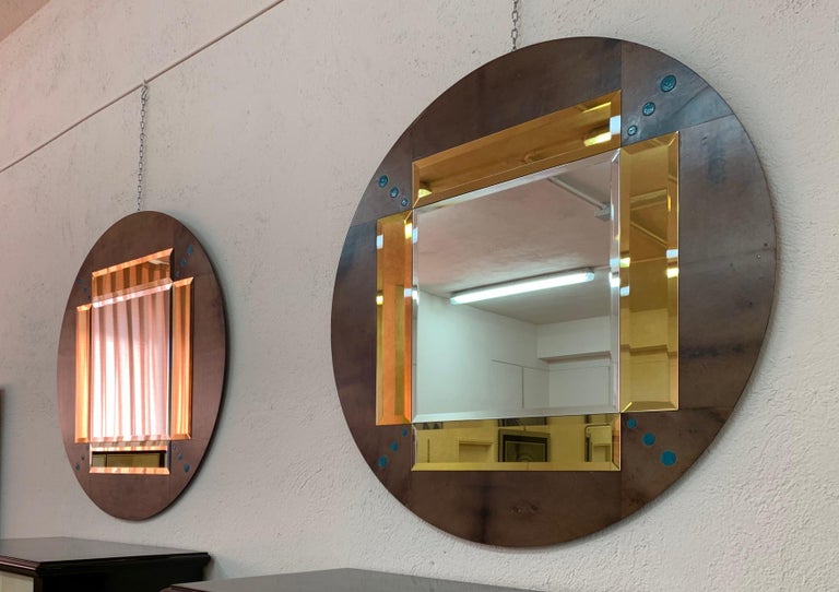 Pair of a Parchment and Shagreen Mirrors, Italy For Sale at 1stDibs