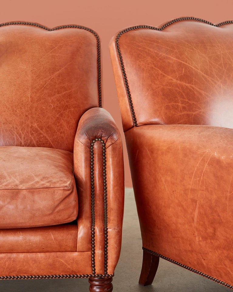 Pair of A. Rudin Art Deco Leather Lounge Chairs at 1stDibs