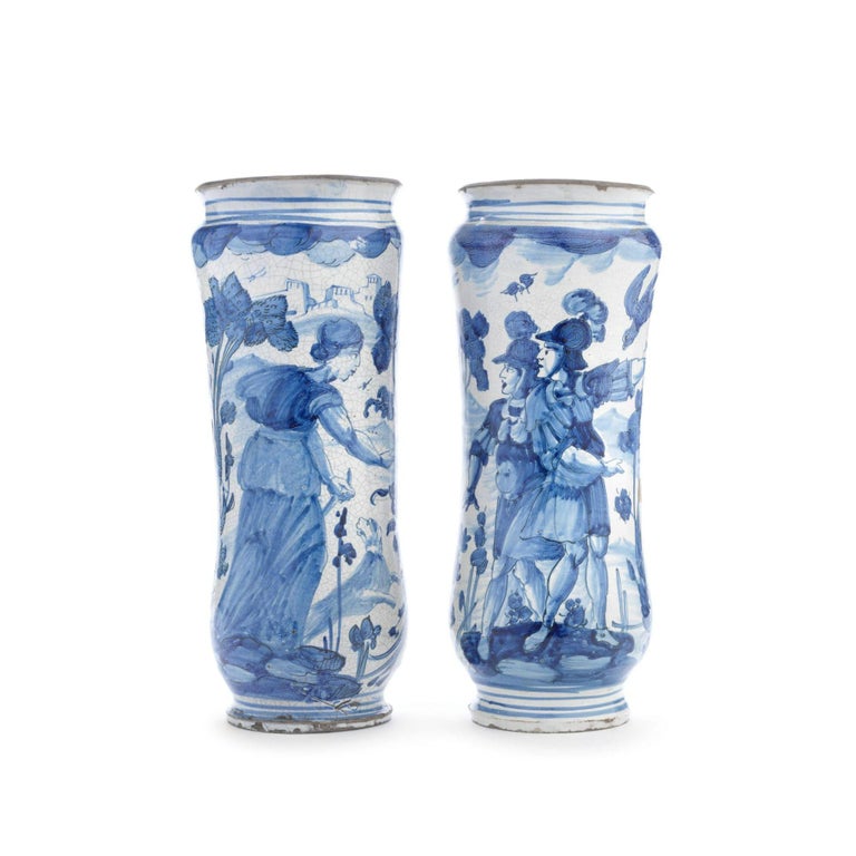 Pair of Abruzzo Maiolica Albarelli, 17th Century For Sale at 1stDibs
