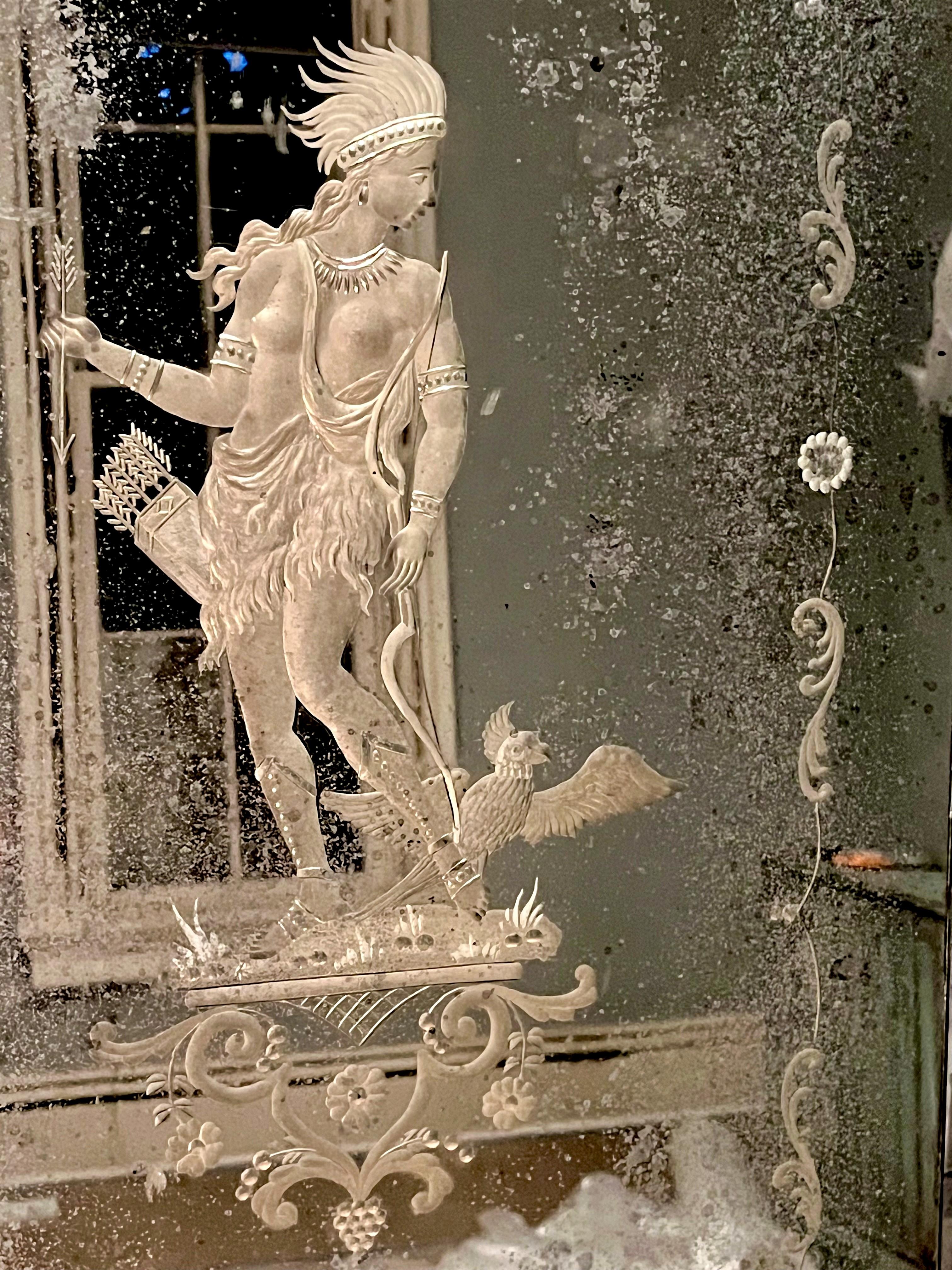 Pair of Acid Etched Mirror Figural Panels Depicting ‘ America ‘ and ...