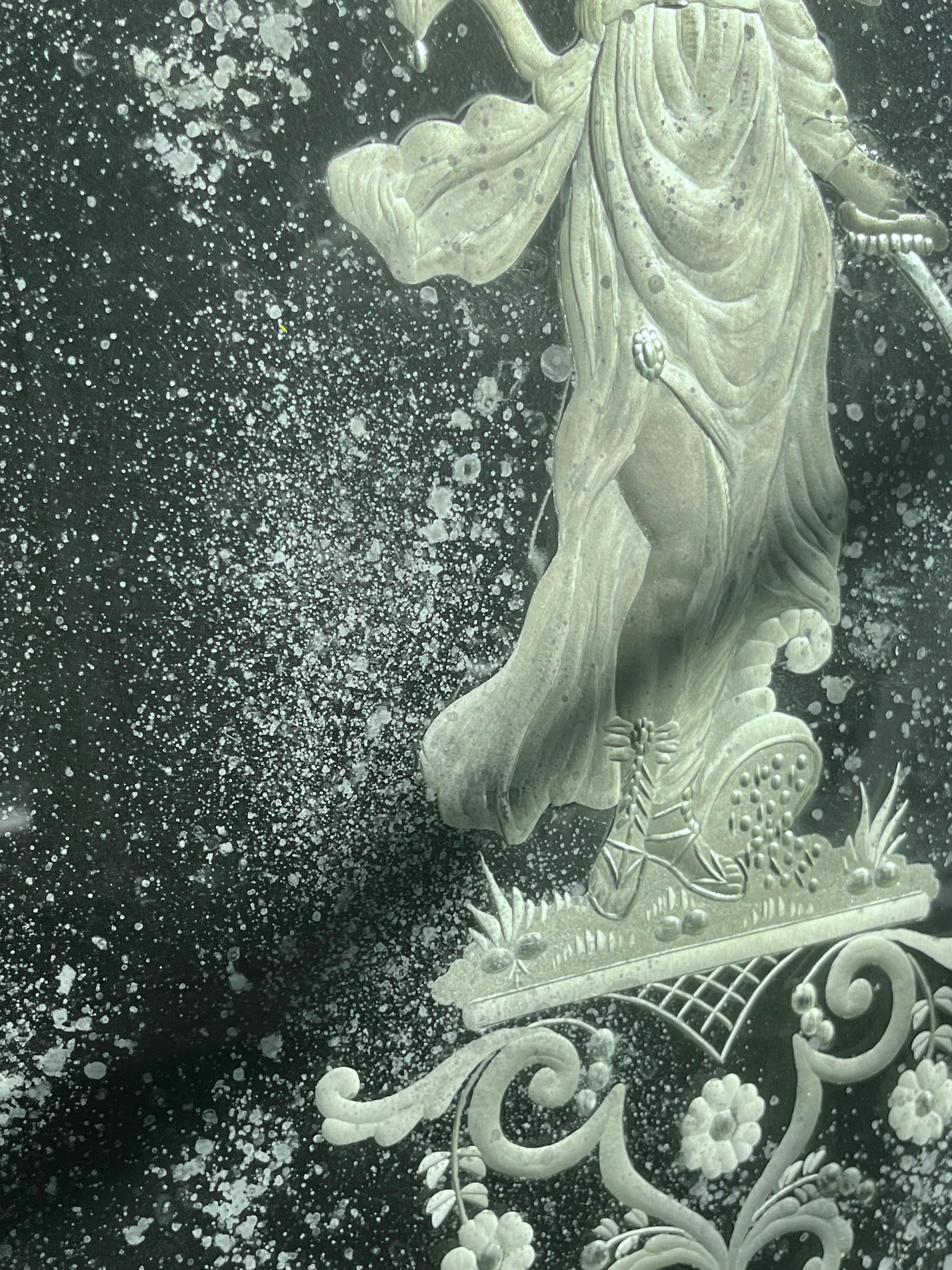 Pair of Acid Etched Mirror Figural Panels Depicting ‘ America ‘ and ...