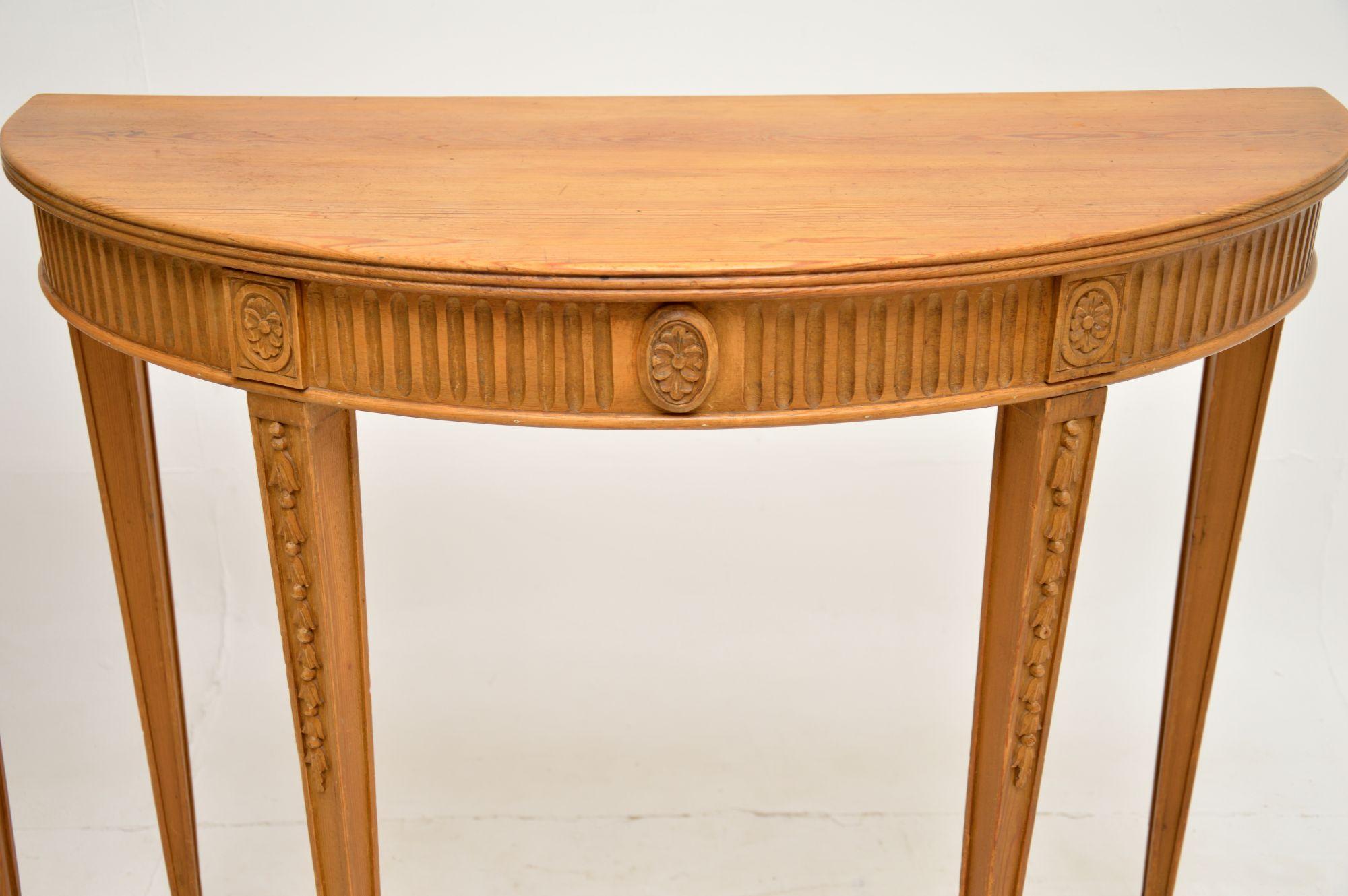 Pair of Adam Style Antique Pine Console Tables For Sale at 1stDibs