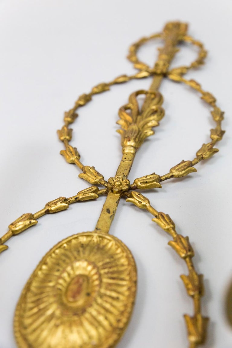 Pair of Adam Style Wall Sconces in Gilt Stucco and Metal, 1950s at 1stDibs