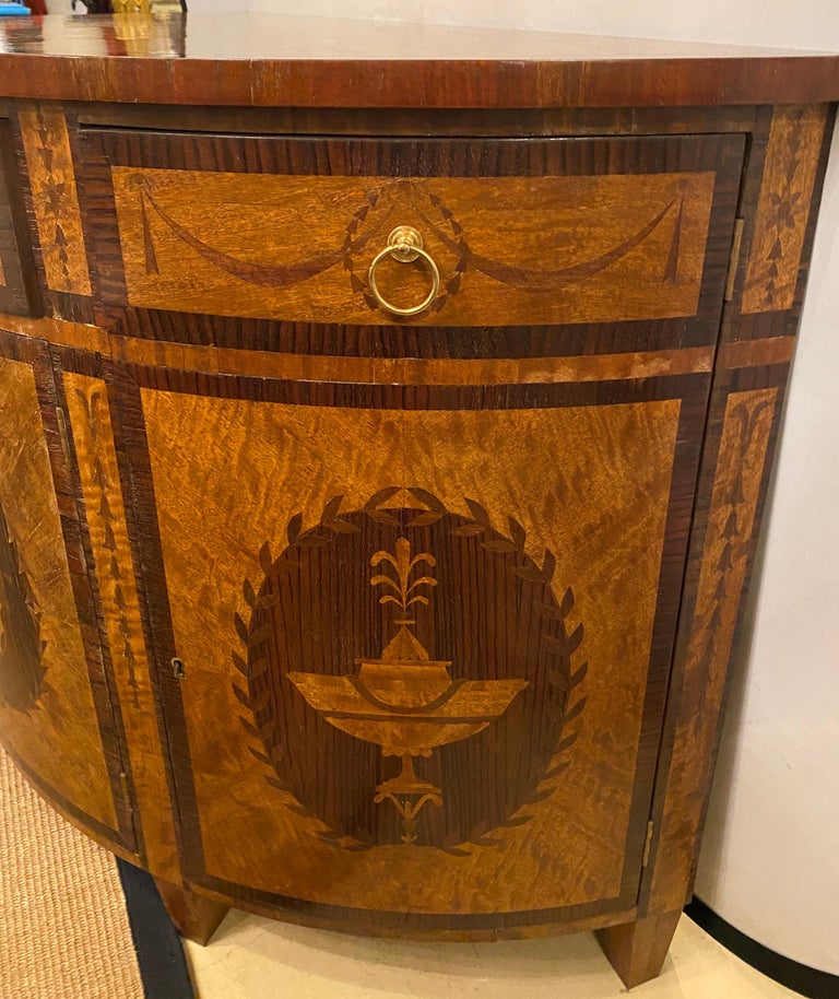 Pair of Adams Style Demilune Cabinet Commodes With All Around Inlays Of ...